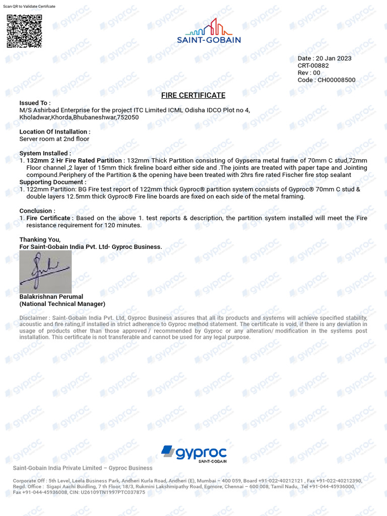 CRT 00882 - Itc Factory Bhubneshwar | PDF | Drywall | Building Materials