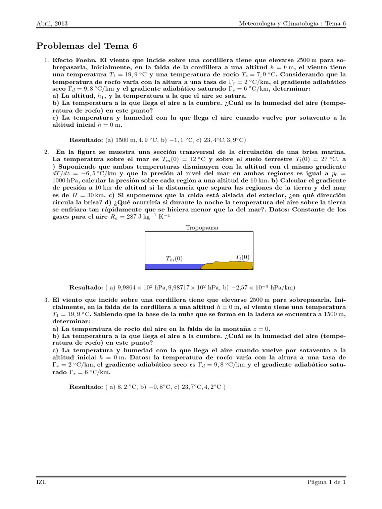 Problemas Tema 6 | PDF | Herida | Humedad
