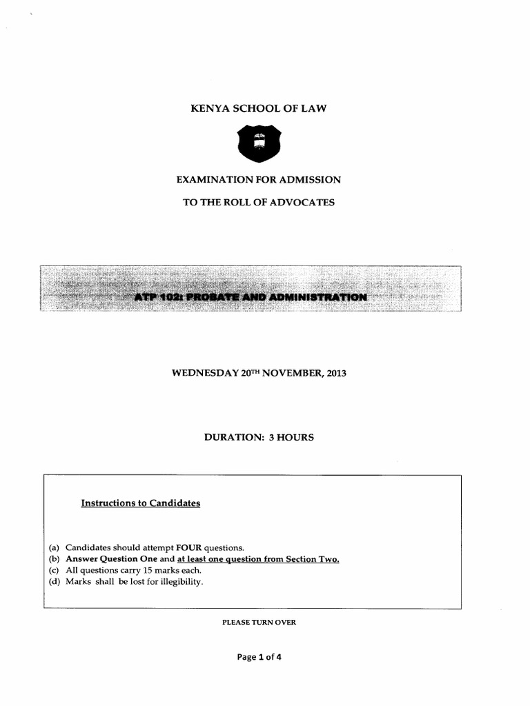 ATP 102 Probate & Administration Nov 2013 | PDF