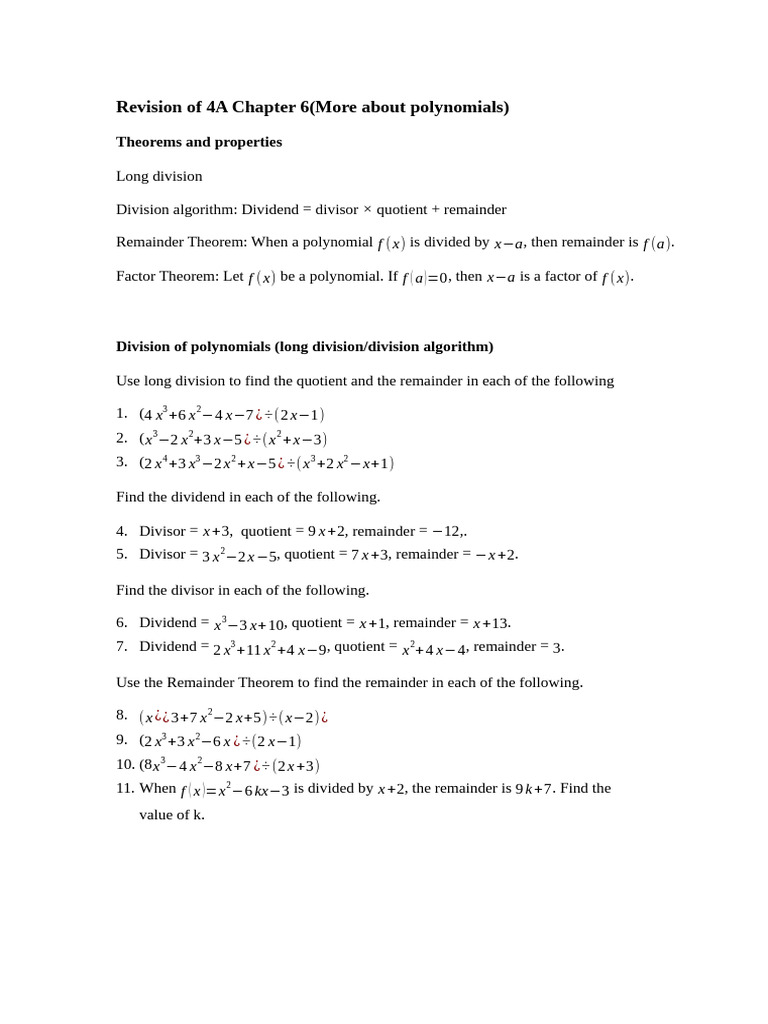 SM1 more about polynomials | PDF