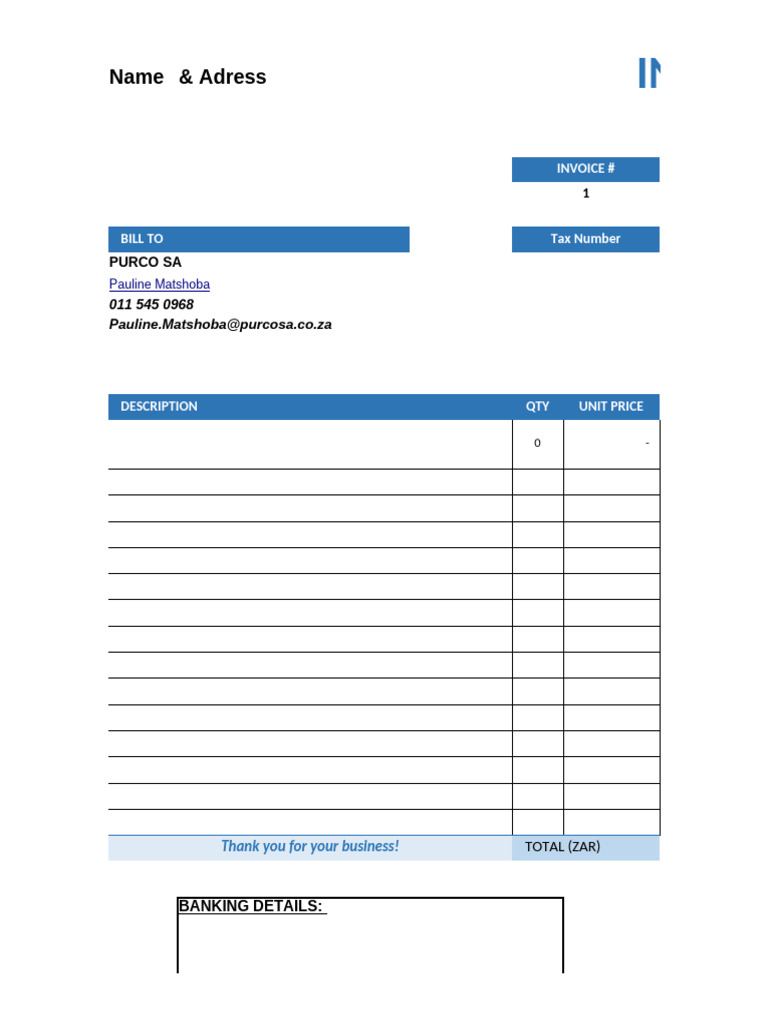 Free MYOB Invoice Template Download | PDF