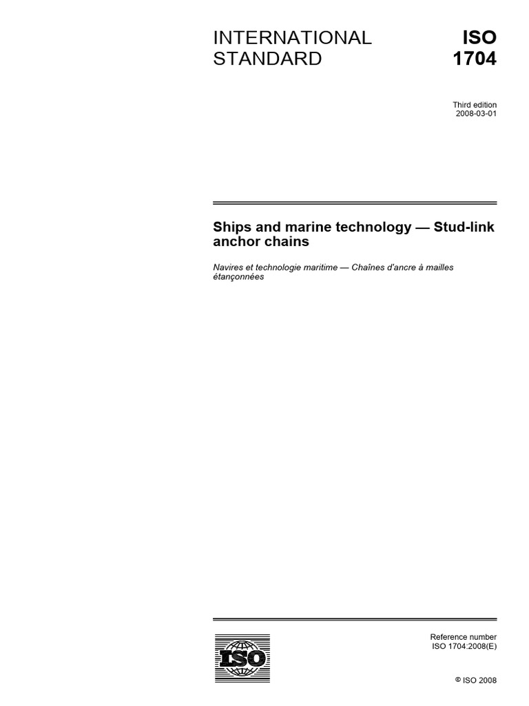 ISO 1704-2008 (E) Ships and Marine Technology - Stud-Link | PDF ...