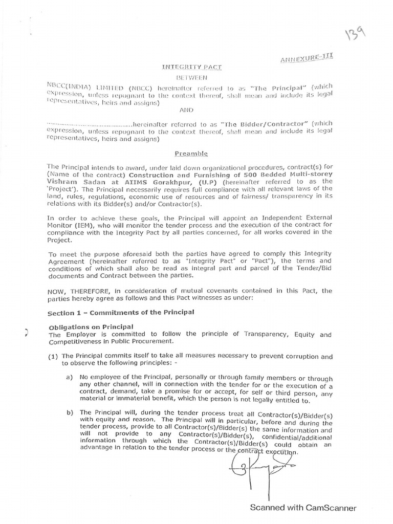 Presgned Integrity Pact | PDF