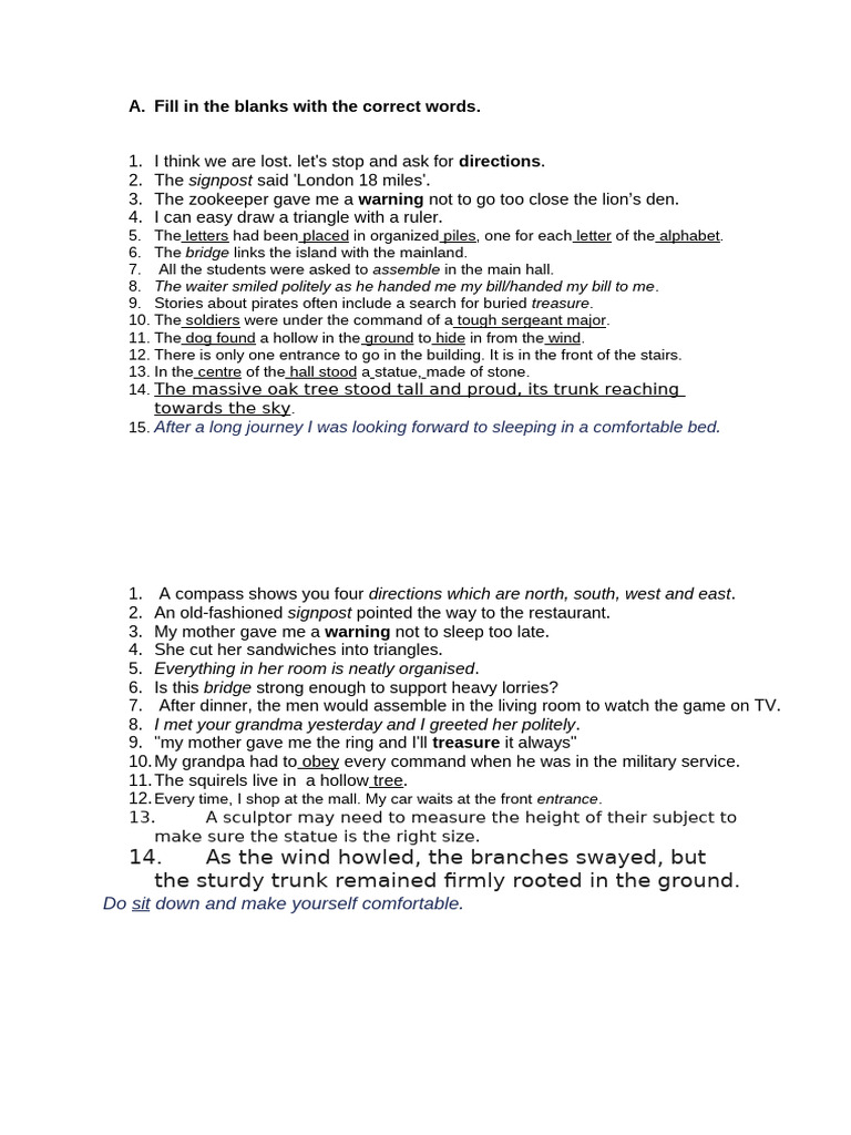 Fill in The Blanks With The Correct Words | PDF