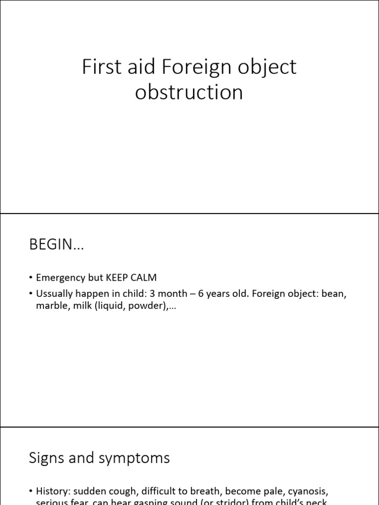 First Aid for Foreign Object Choking | PDF | Cardiopulmonary ...