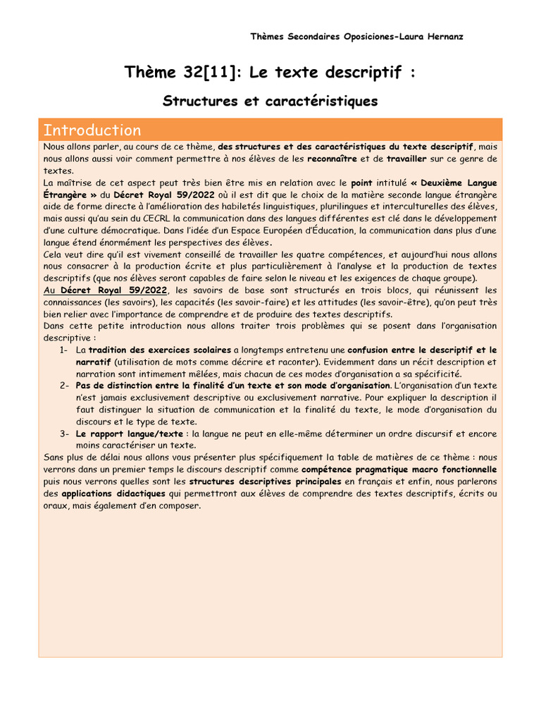 Comprendre le texte descriptif | PDF | Discours (linguistique ...