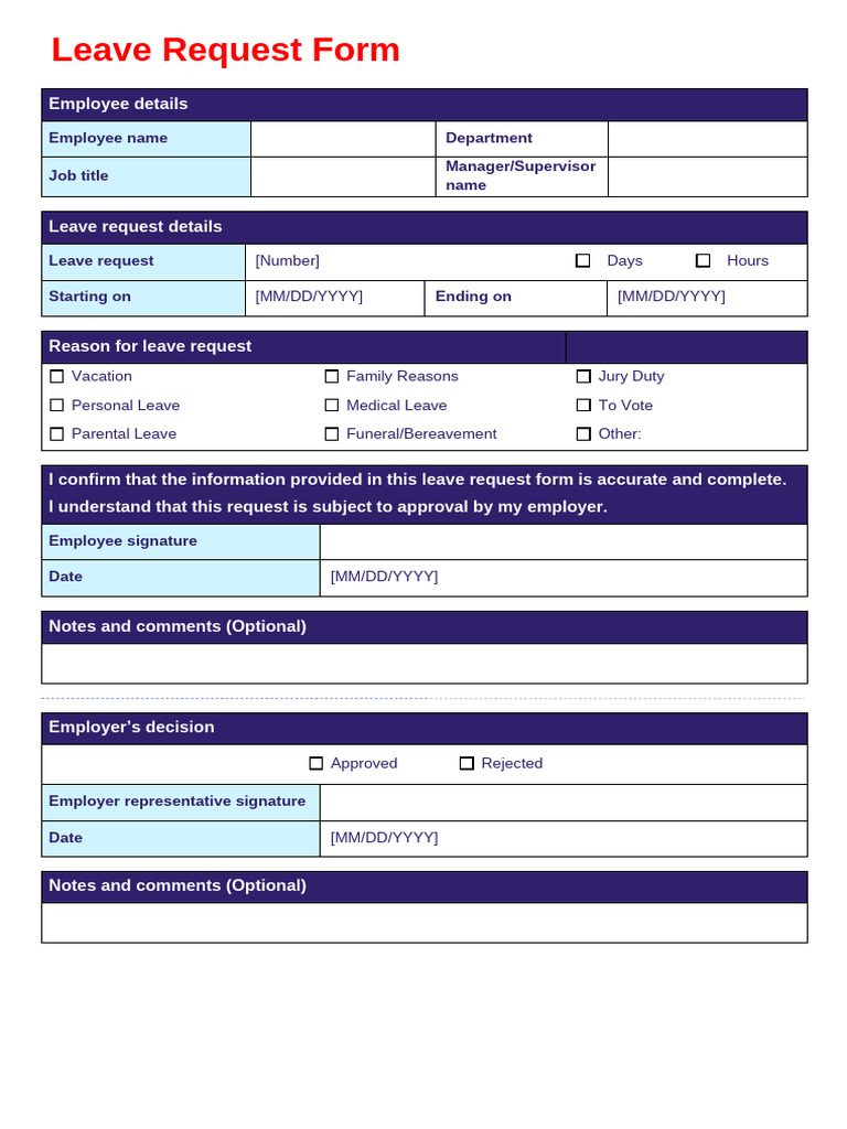 Employee Leave Request Form | PDF