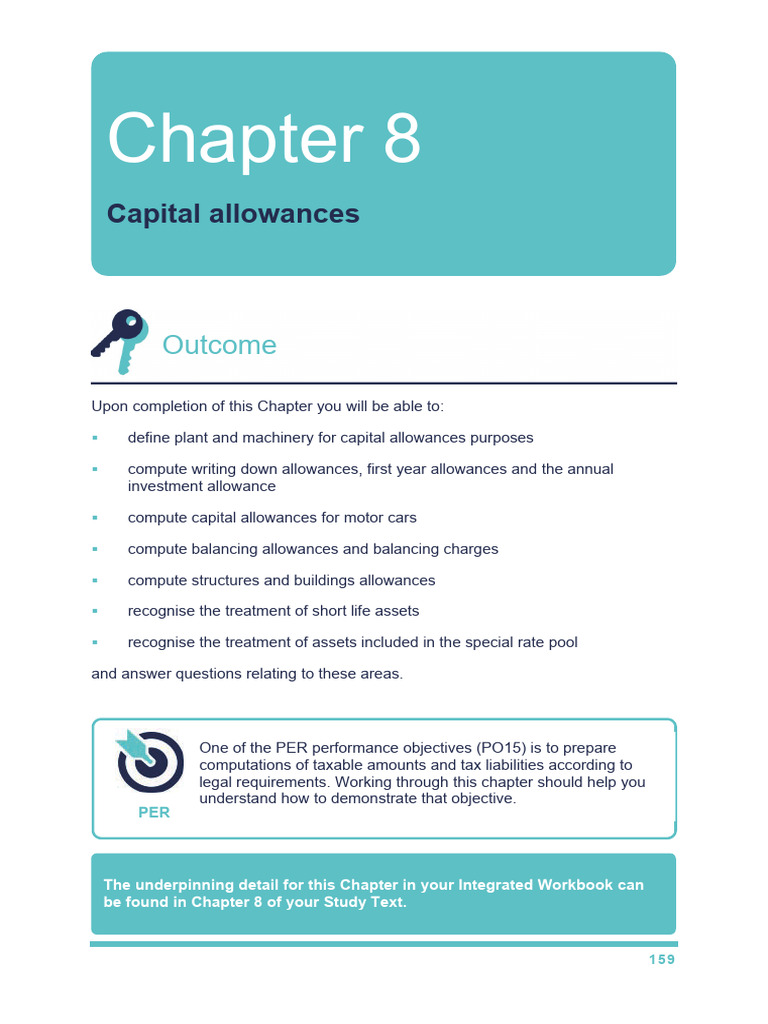 Kaplan Note Chapter 8 Capital Allowances | PDF | Depreciation | Taxes
