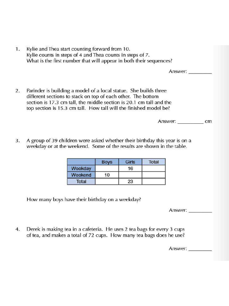 Word Problems Test 3 | PDF