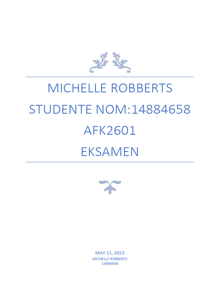 AFK2601 Eksamen | PDF