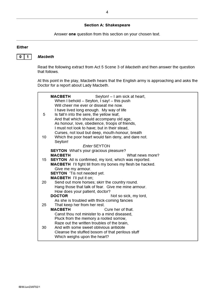 How Far Shakespeare Presents Macbeth As A Male Character Who Changes in The Play | PDF | Macbeth ...