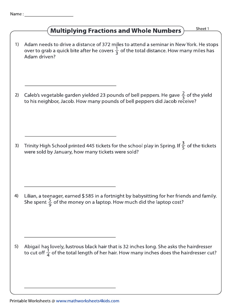 Multiplying Fractions and Whole Numbers | PDF