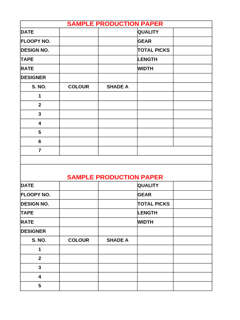Sample Production Paper | PDF