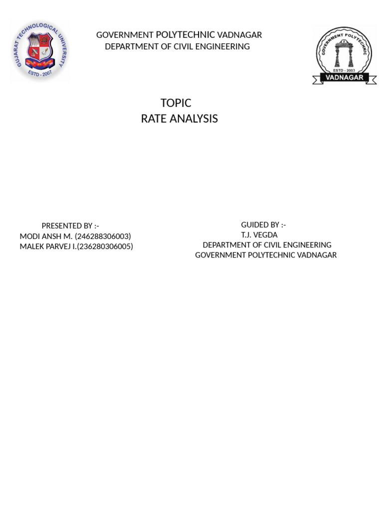 Rate Analysis | PDF