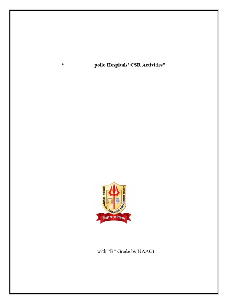 Apollo Hospitals' CSR Activities Study | PDF | Corporate Social ...