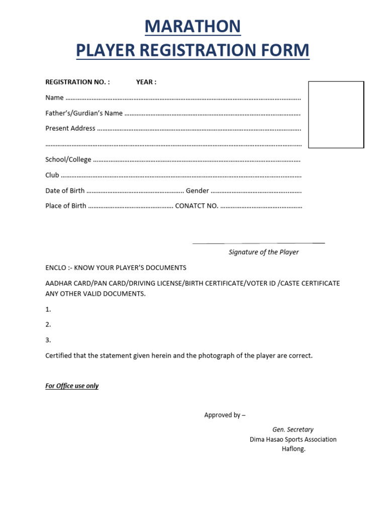 Player Registration Form | PDF | Applications Of Cryptography | Government