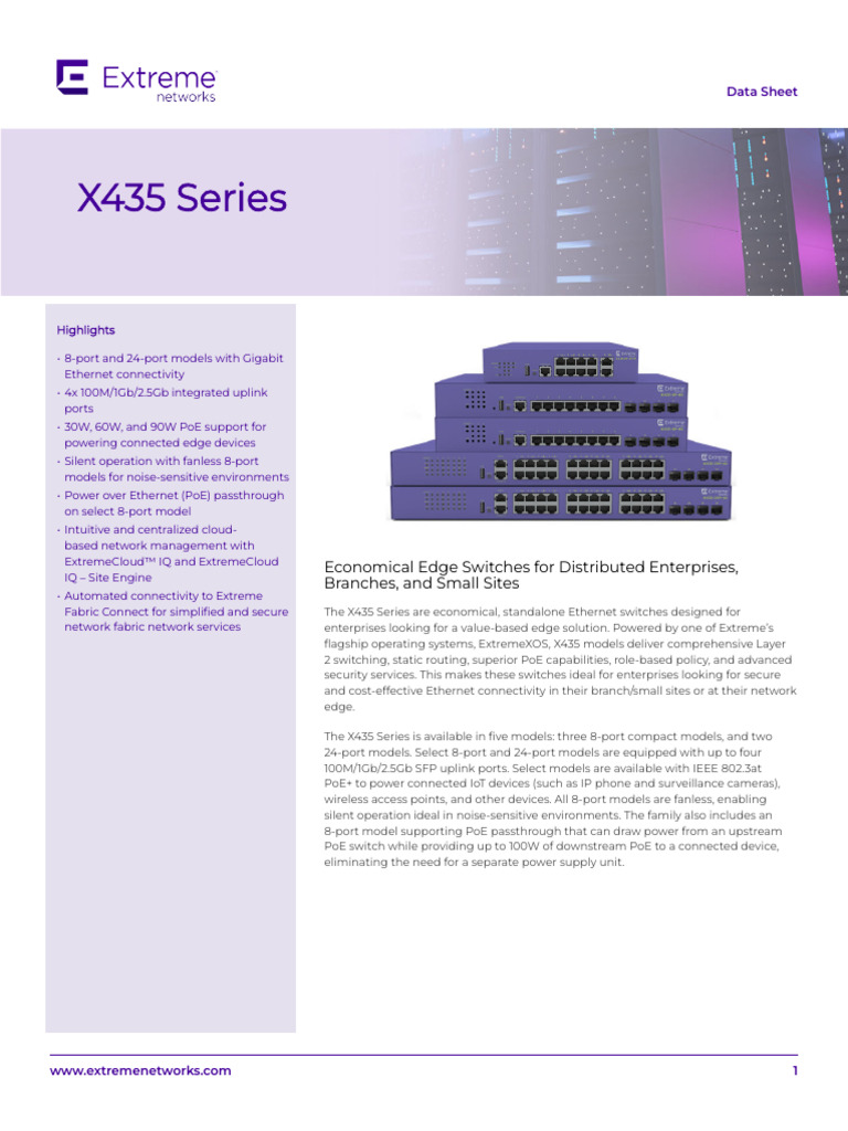 X435 DS X435 1 en-US Extreme Datasheet | PDF | Network Switch | Computer Network