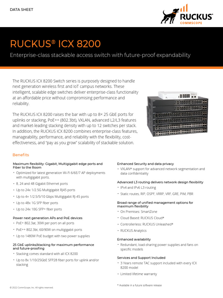 Ruckus Icx 8200 Switch Data Sheet | PDF | Network Switch | Telecommunications