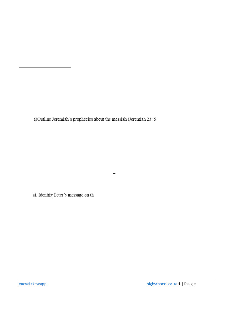 Form 3 - CRE - Question Paper-Opener Term 2 | PDF | Jesus ...