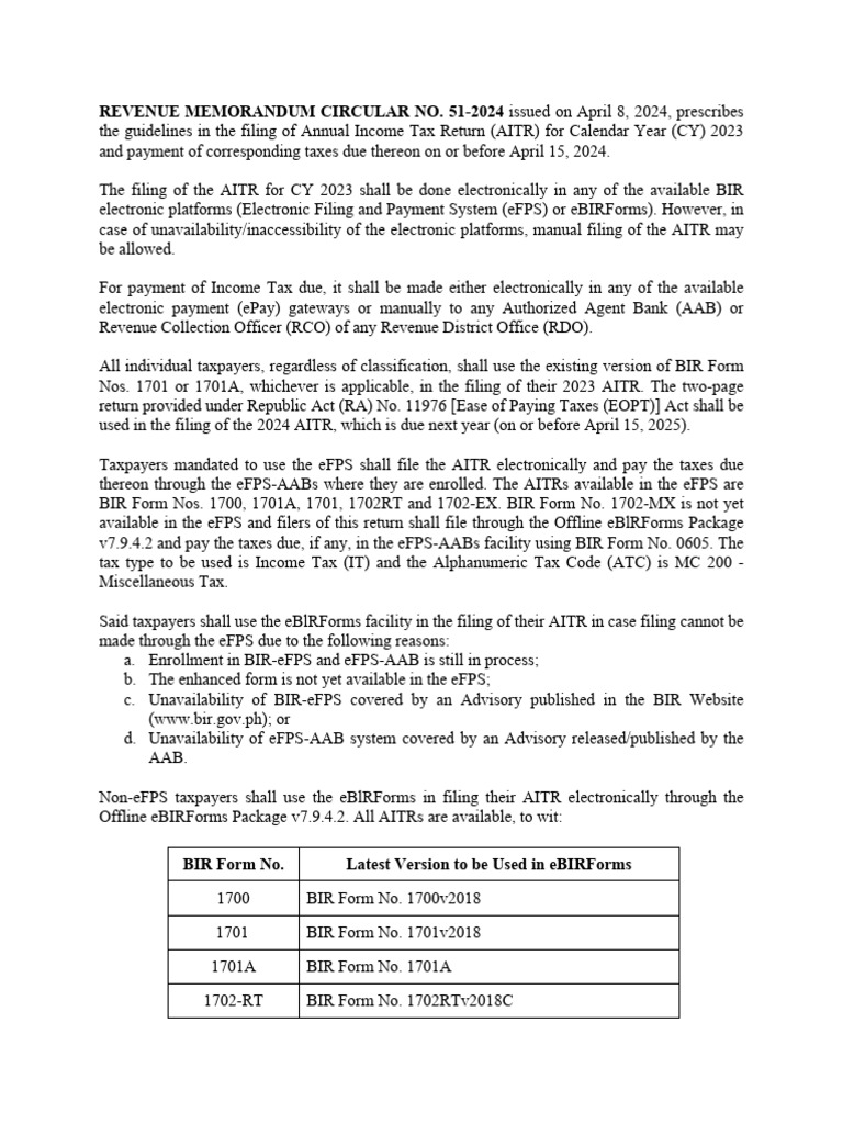 AITR Filing Guidelines for 2023 | PDF | Taxes | Balance Sheet