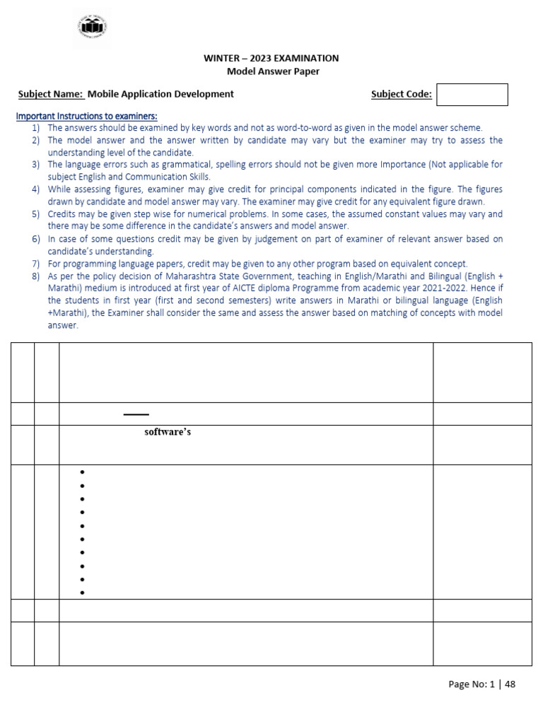 2023 Winter Model Answer Paper (Msbte Study Resources) | PDF | Android ...