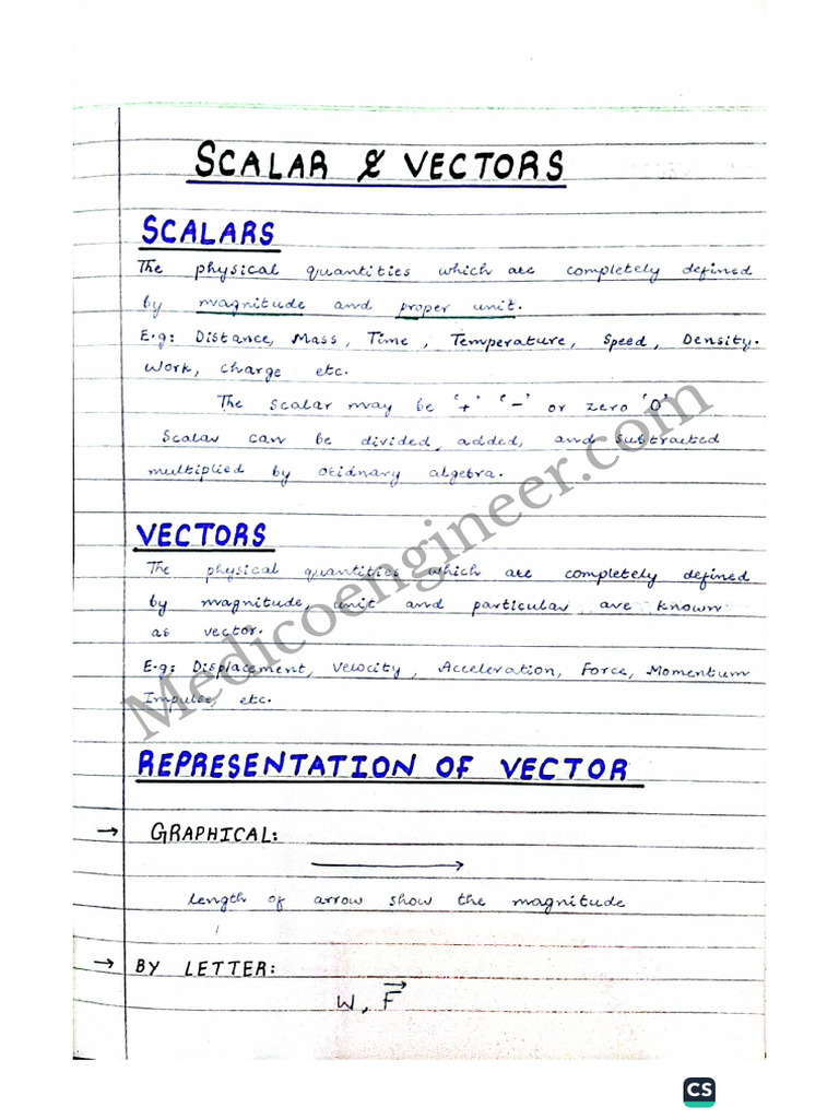 -Medicoengineer.com-2 - Scalars and Vectors | PDF