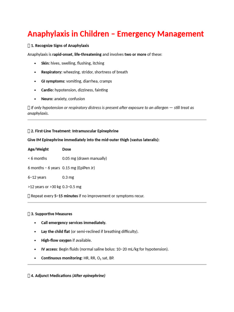 Epinephrine Use in Pediatric Anaphylaxis | PDF | Diseases And Disorders ...