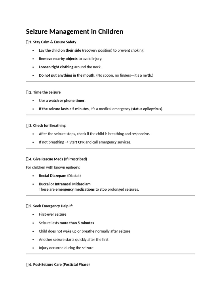 Seizure Management in Children | PDF