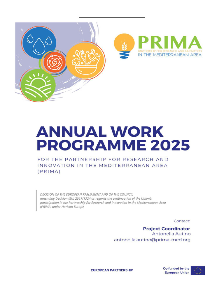 PRIMA Work Programme Draft Overview | PDF | Sustainability | European Union