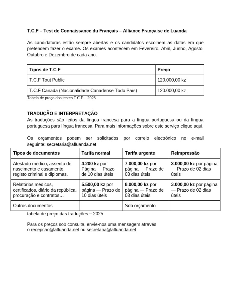 TCF Canada - Luanda | PDF