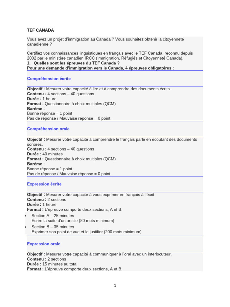 Tef Canada | PDF | Choix multiple