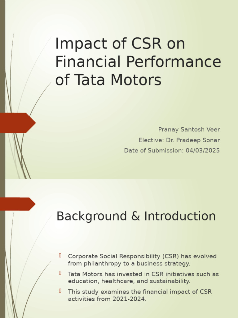 Tata Motors CSR Impact | PDF