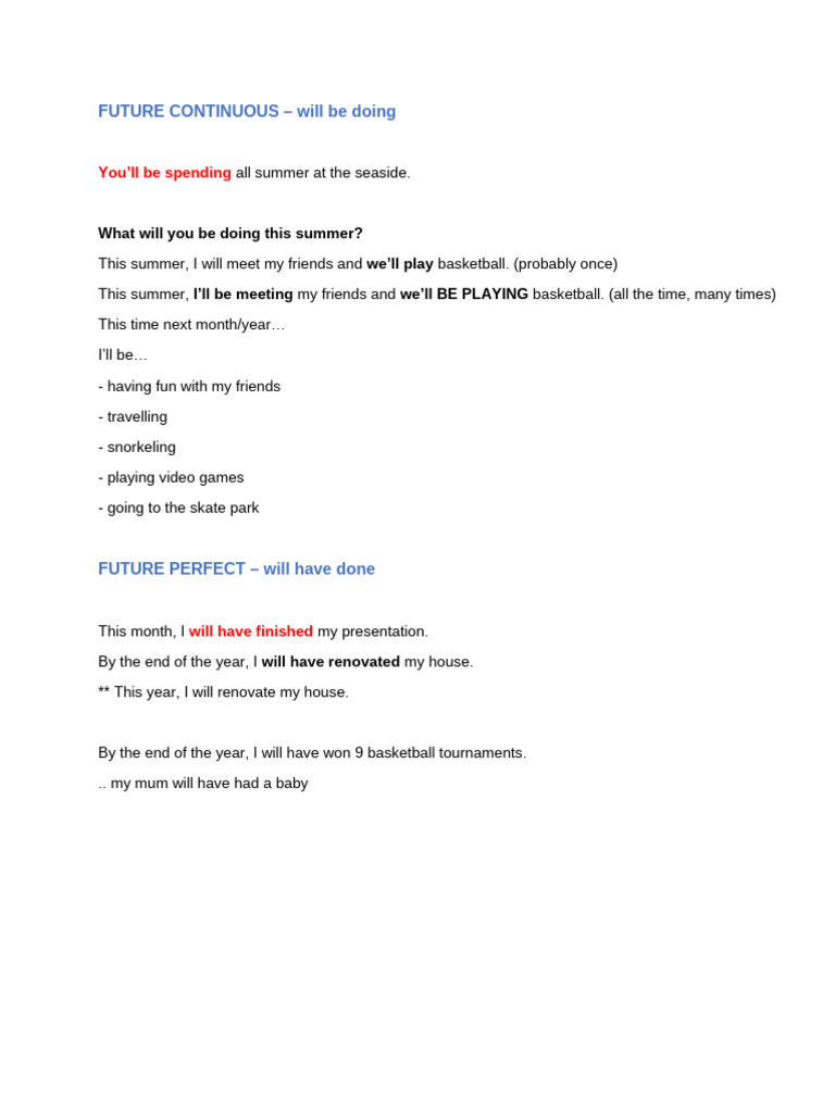 Future Continuous and Future Perfect | PDF