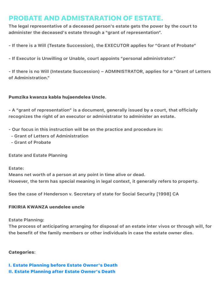 Probate and Estate Administration Guide | PDF | Probate | Intestacy