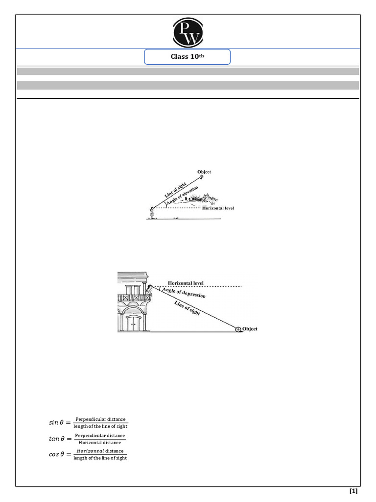 Height and Distance in Trigonometry | PDF | Trigonometry | Elementary ...