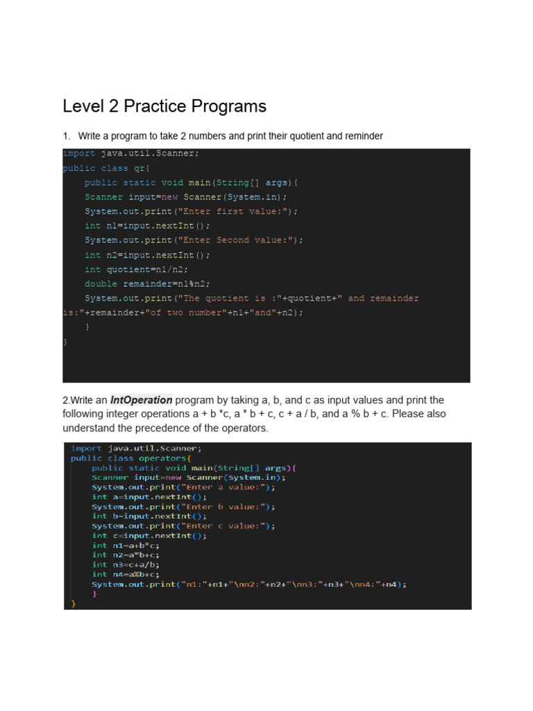 Level 2 Practice Problems | PDF