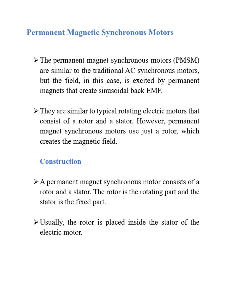 Permanent Magnetic Synchronous Motors | PDF