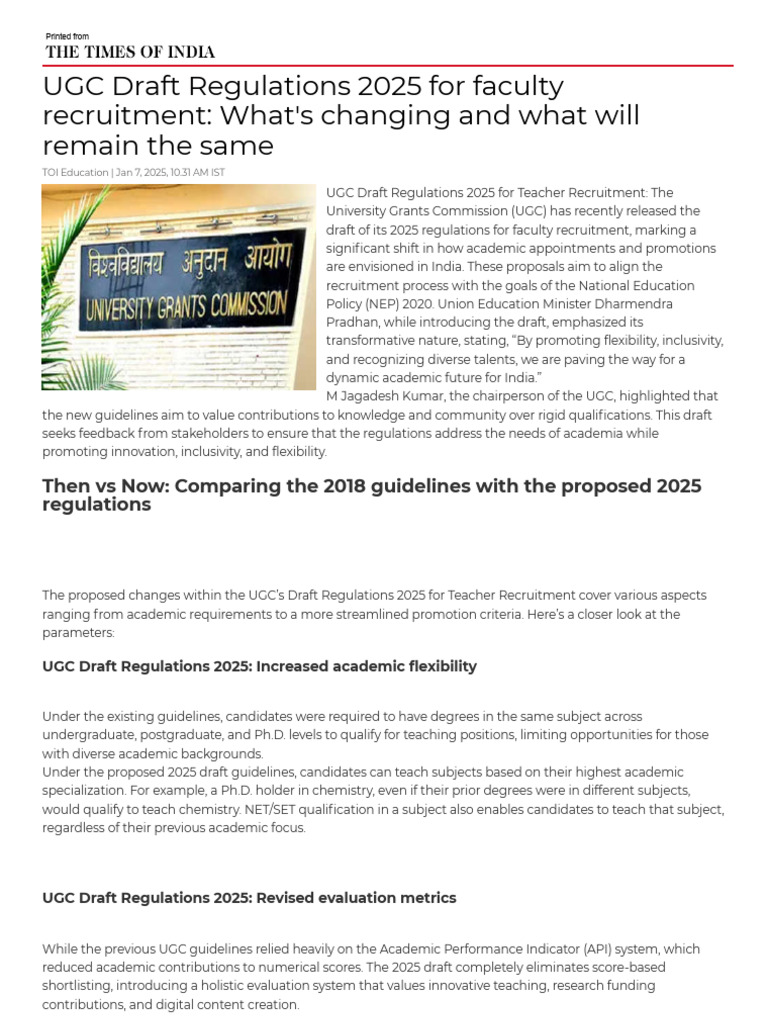 UGC Draft Regulations 2025 for Recruitment | PDF | Recruitment | Doctor ...