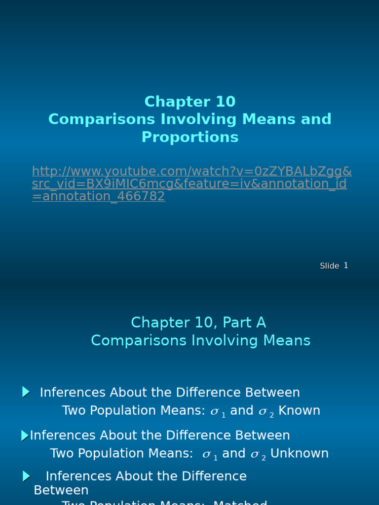 10 Comparisons Involving Means and Proportions (Class Version) (1) | PDF | Standard Deviation ...