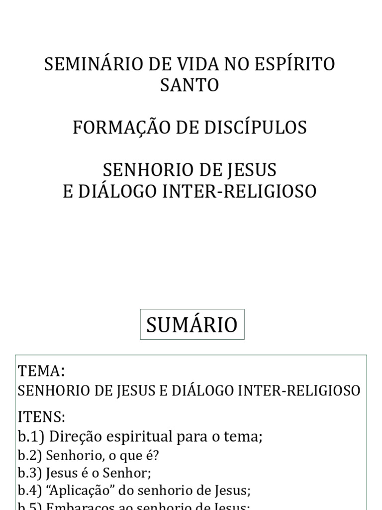 Senhorio de Jesus e Diálogo Inter-religioso | PDF | Jesus | Fé