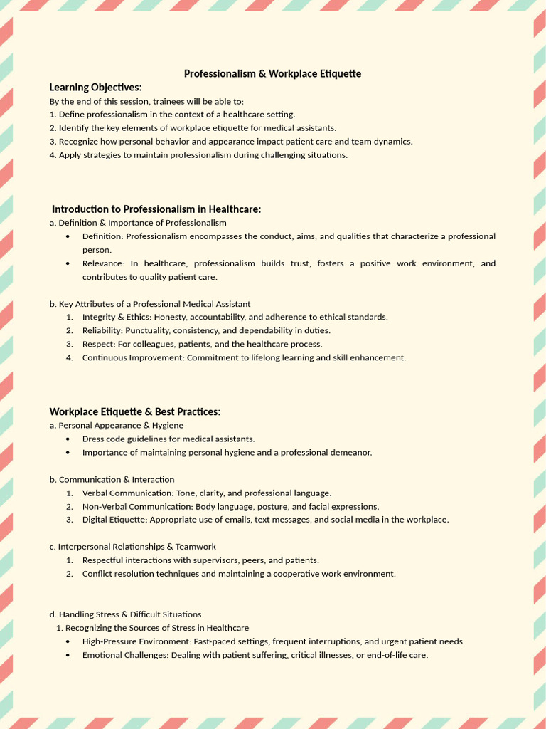 Professionalism & Workplace Etiquette | PDF | Communication ...
