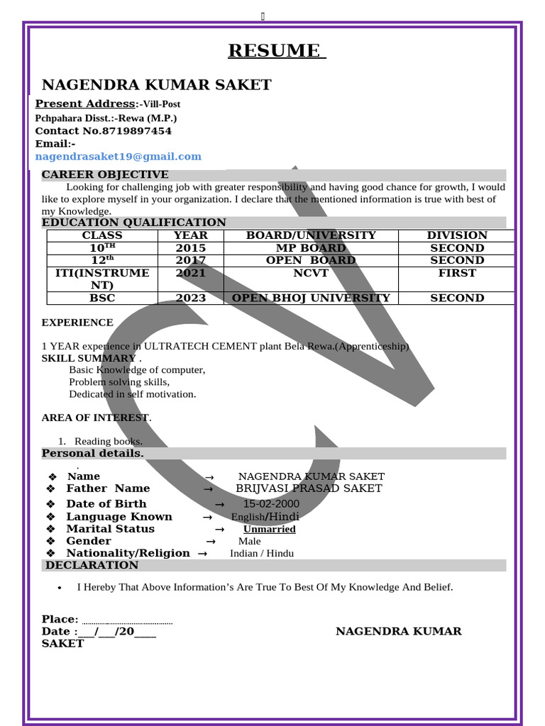 Resume: Nagendra Kumar Saket | PDF