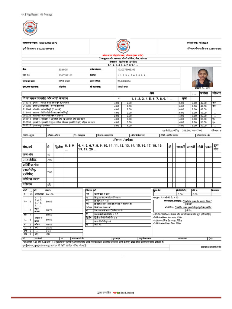Marksheet 2nd Year | PDF