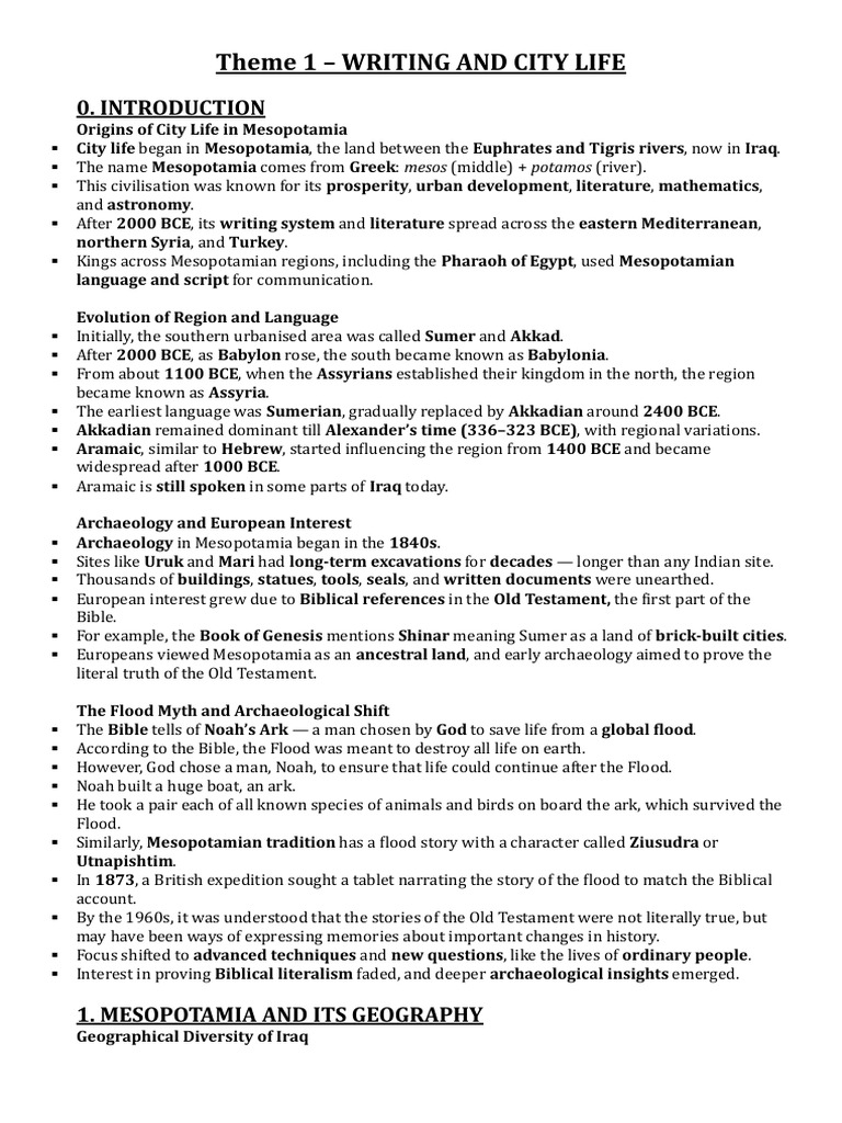 Mesopotamia: Writing and Urban Life | PDF | Mesopotamia | Genesis Flood ...