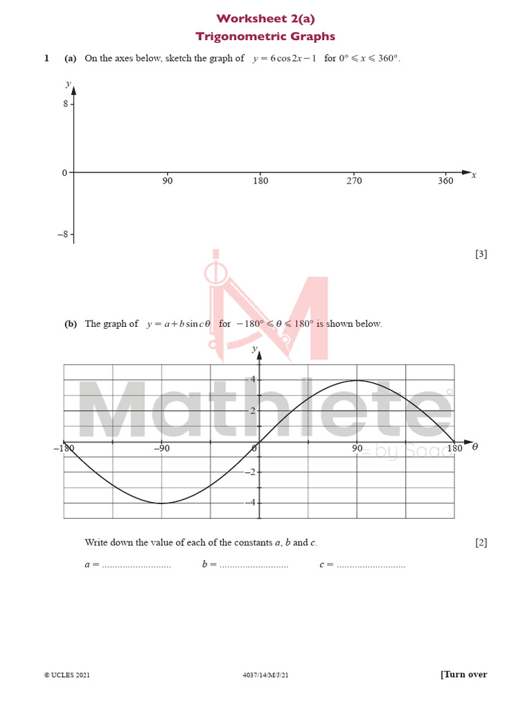 Trig Worksheet 2a With Answers | PDF | Trigonometry | Euclidean Geometry