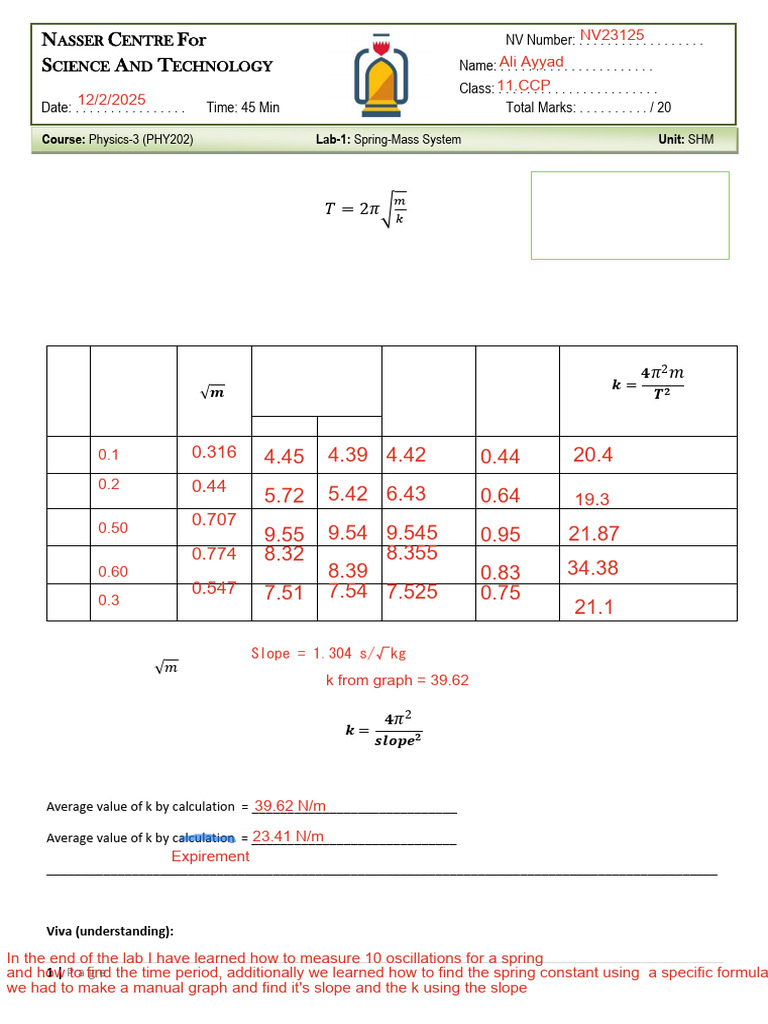 Measure Spring Constant Experiment | PDF | Physical Quantities