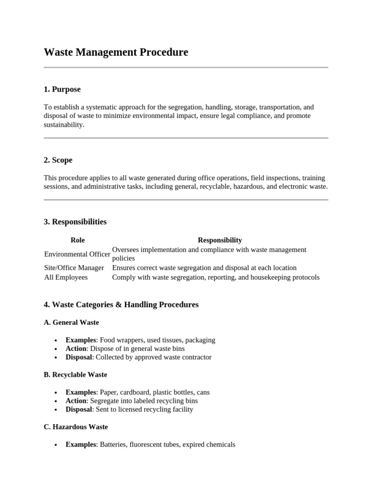 Waste Management Procedure | PDF | Waste | Waste Management