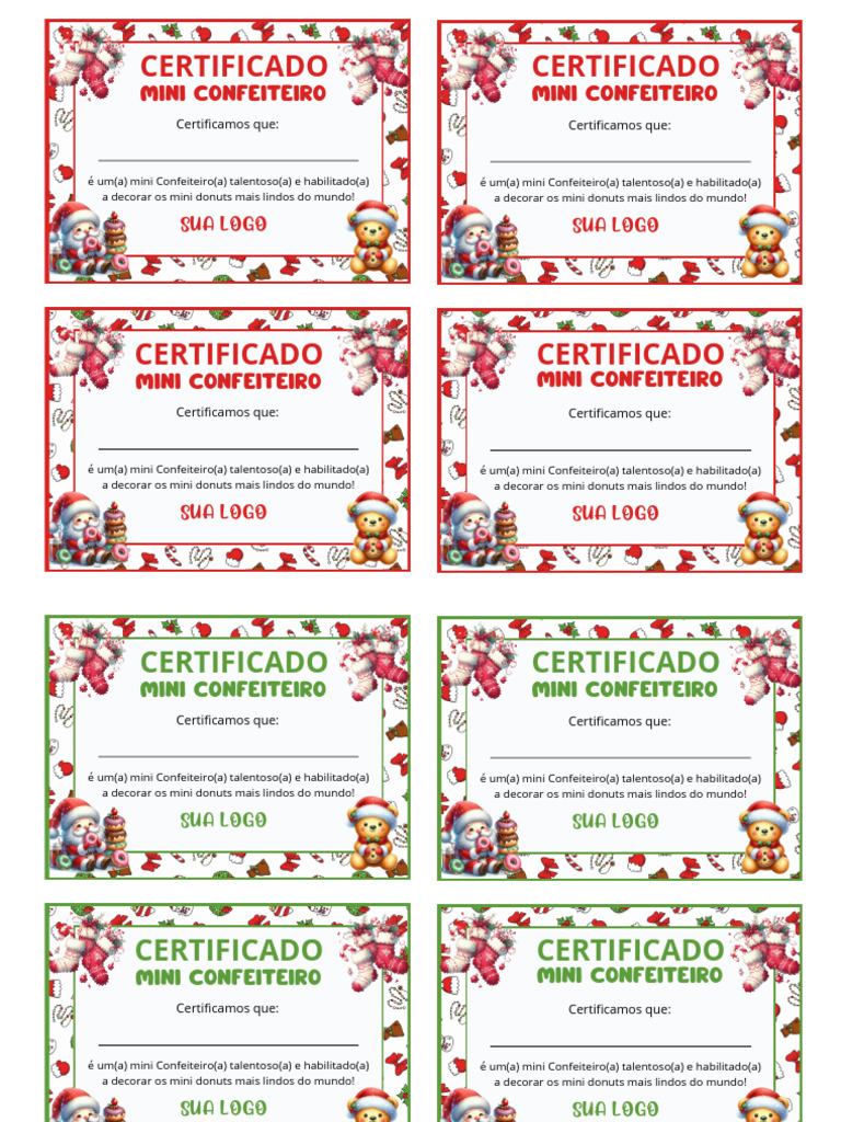 Certificado Mini Confeiteiro Natal | PDF