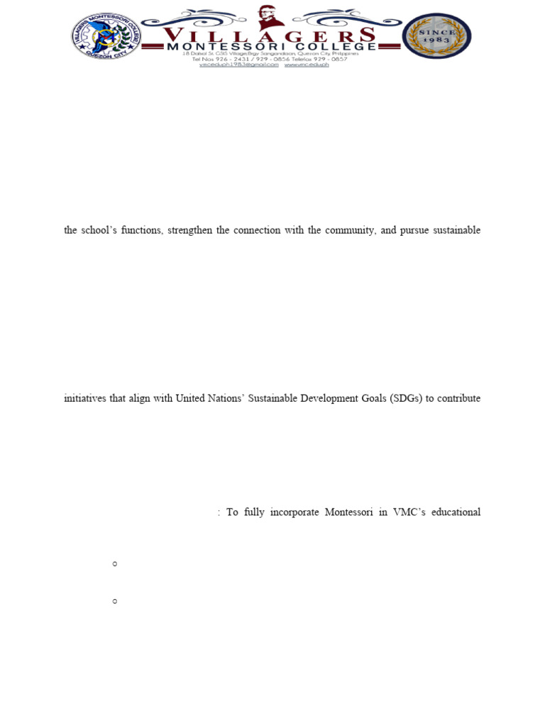 VMC Professional Development Plan | PDF | Montessori Education ...