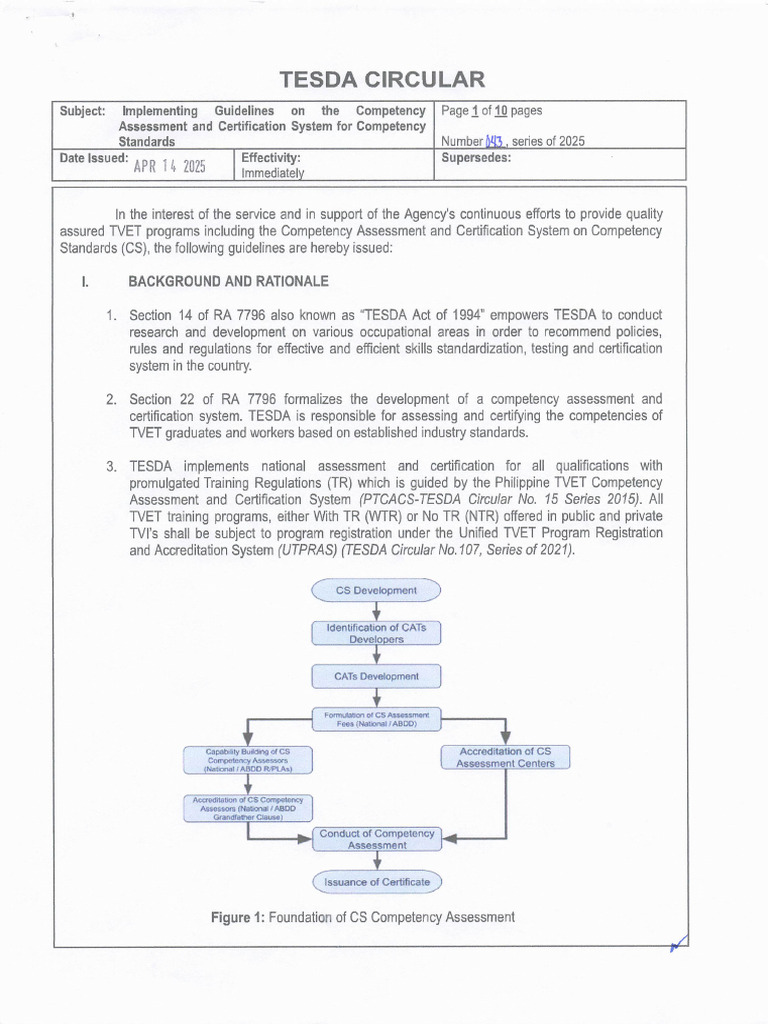 TESDA Guidelines for Competency Assessment 2025 | PDF | Vocational ...